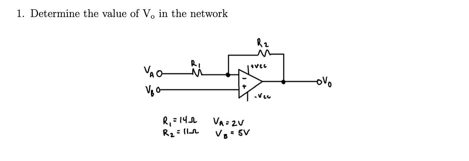 Solved 1. Determine the value of Vo in the network | Chegg.com