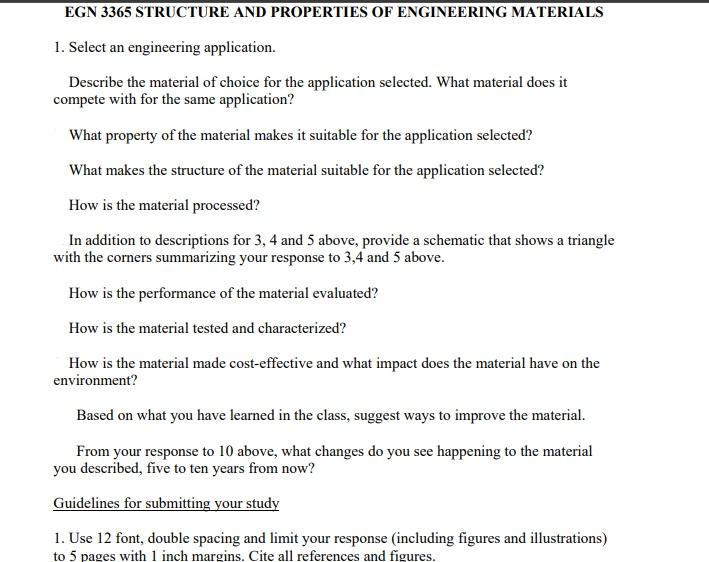 Solved EGN 3365 STRUCTURE AND PROPERTIES OF ENGINEERING | Chegg.com