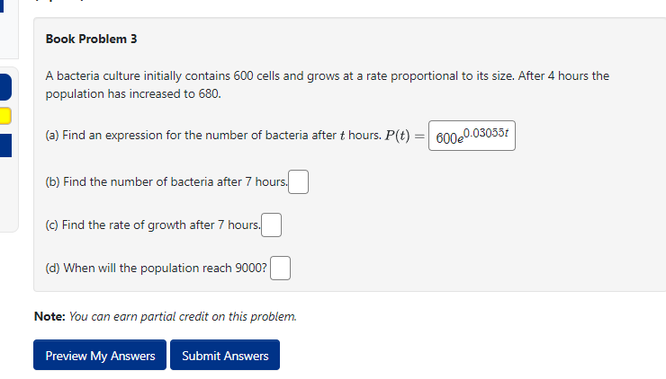 Solved Book Problem 3A bacteria culture initially contains | Chegg.com