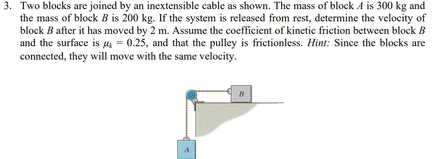 Solved Two blocks are joined by an inextensible cable as | Chegg.com