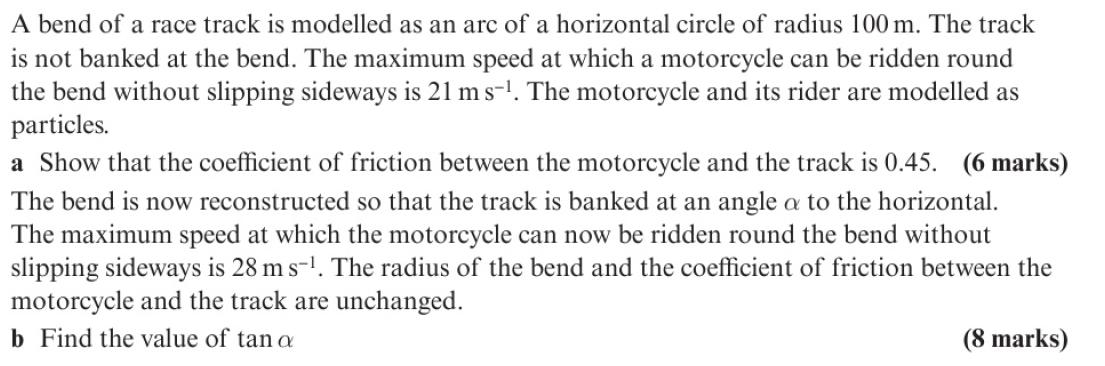 Solved A bend of a race track is modelled as an arc of a | Chegg.com