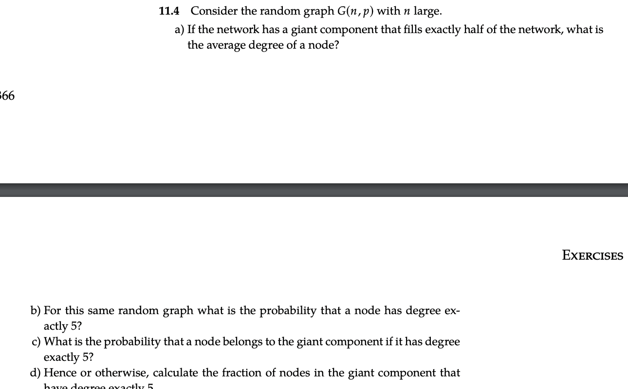 Solved 11.4 Consider the random graph G(n,p) with n large. | Chegg.com