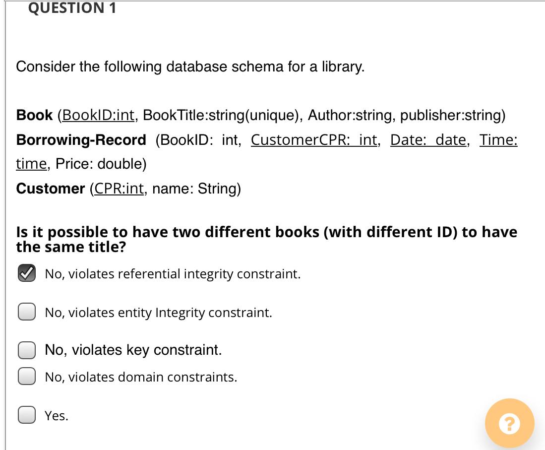 Solved QUESTION 3 Consider the following database schema | Chegg.com