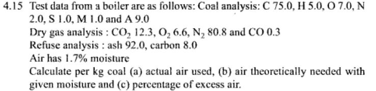 Solved 4.15 Test data from a boiler are as follows: Coal | Chegg.com