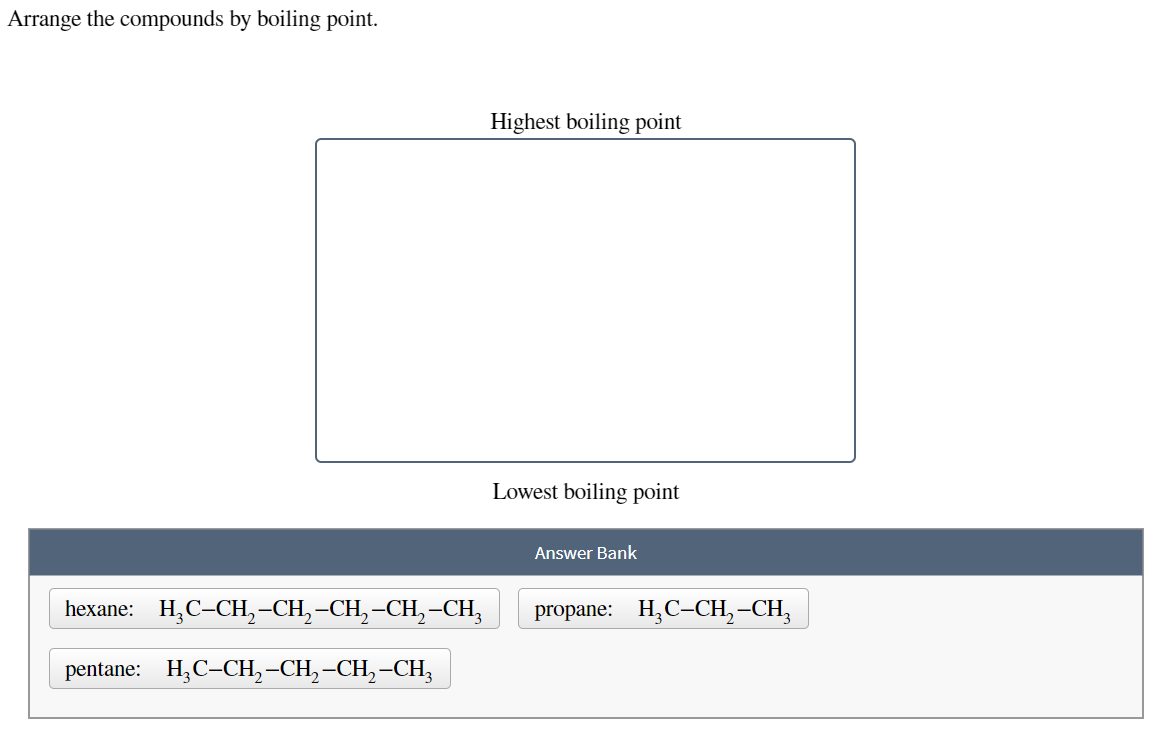 Solved Arrange the compounds by boiling point. Hiohest | Chegg.com