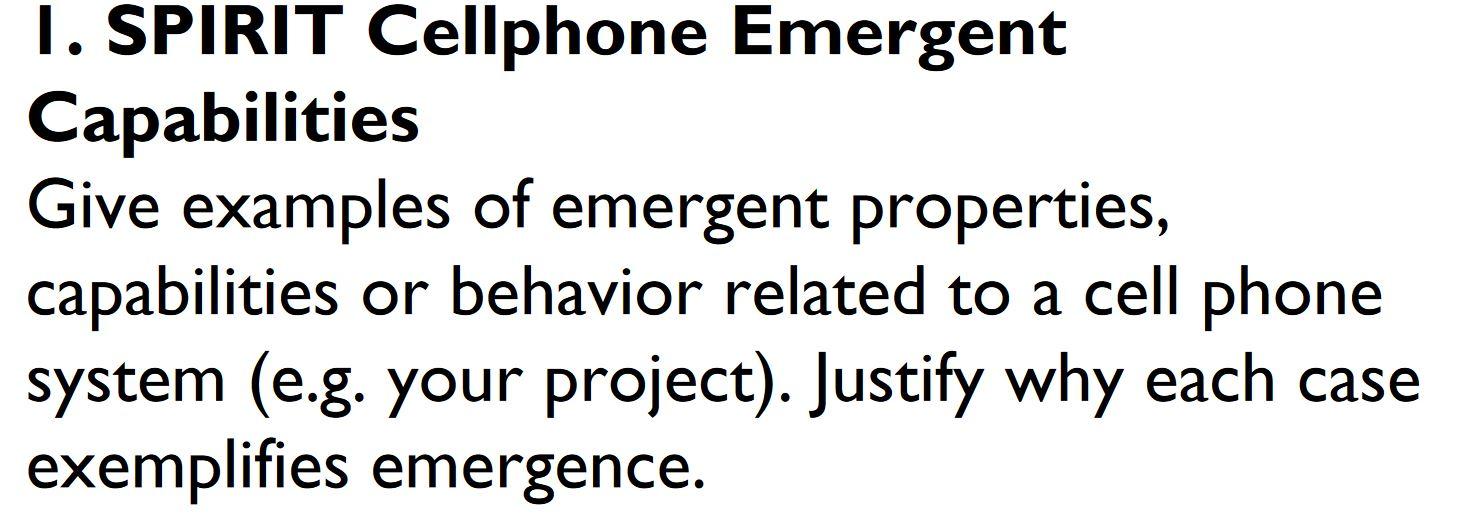 Solved 1. SPIRIT Cellphone Emergent Capabilities Give | Chegg.com