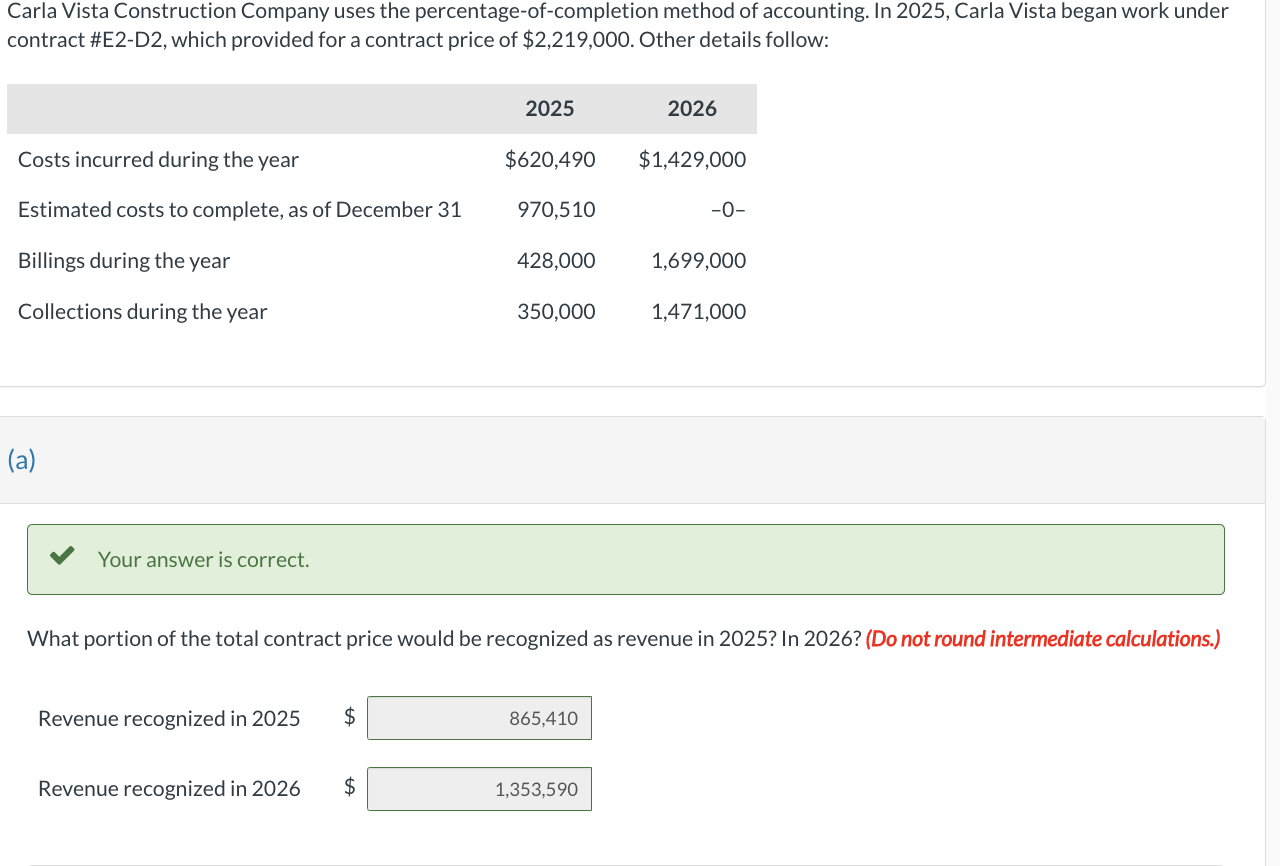 Solved Carla Vista Construction Company uses the | Chegg.com