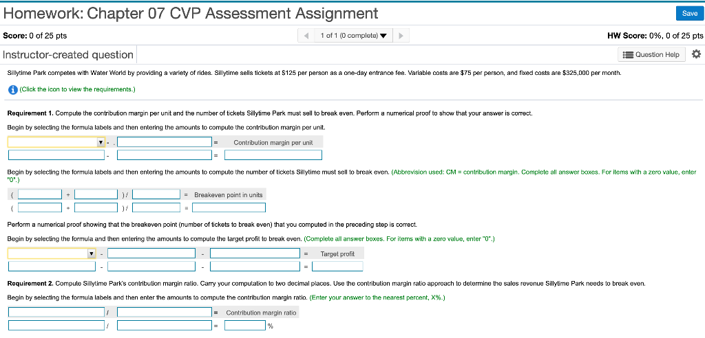Solved Homework: Chapter 07 CVP Assessment Assignment Save | Chegg.com