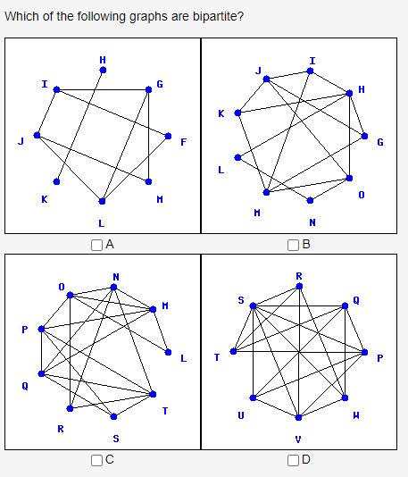 Solved Which of the following graphs are bipartite? | Chegg.com