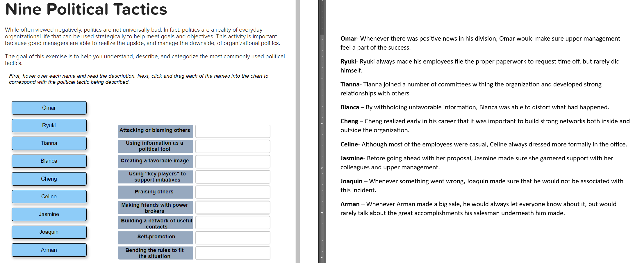 Nine Political Tactics While often viewed negatively, | Chegg.com