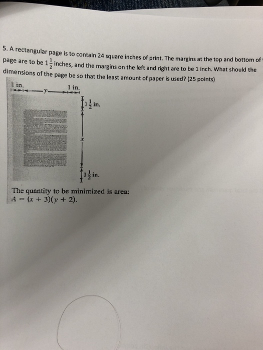 Solved S. A rectangular page is to contain 24 square inches | Chegg.com