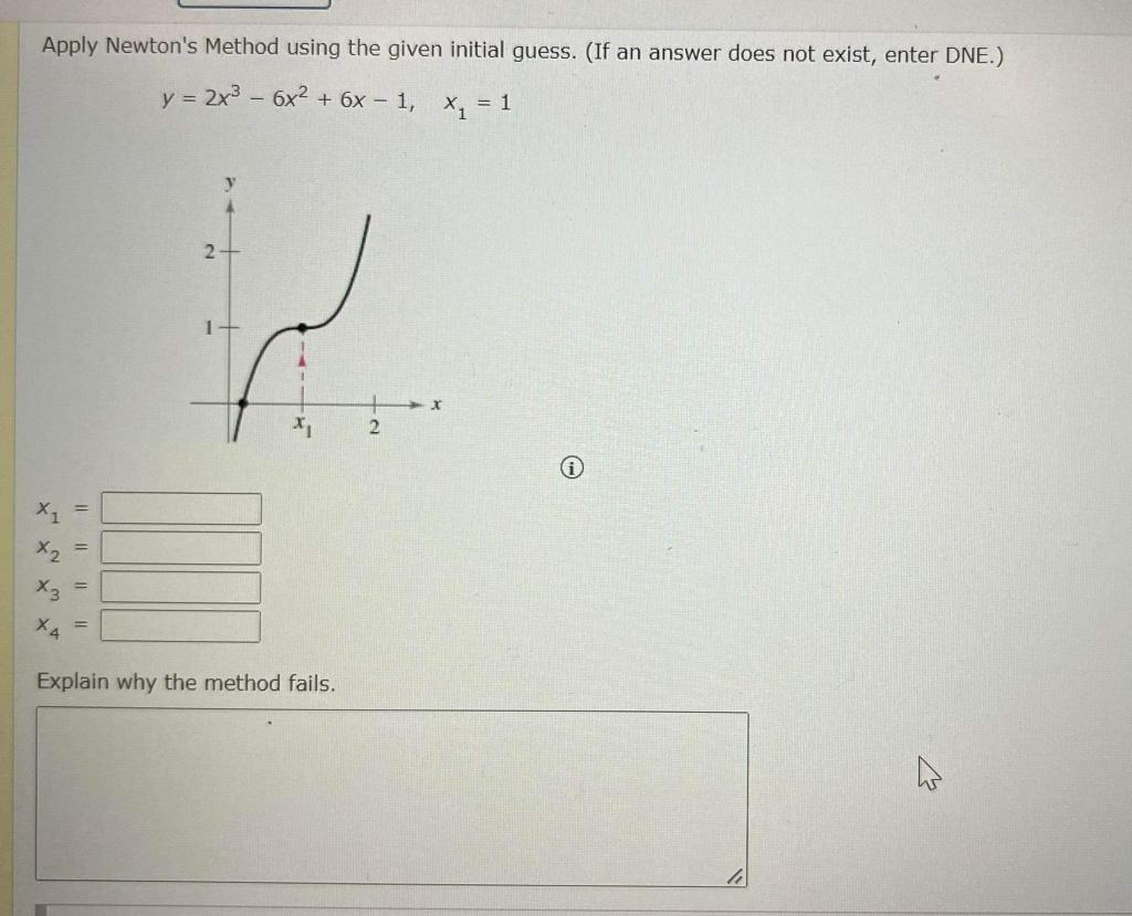 Solved Apply Newton's Method using the given initial guess. | Chegg.com