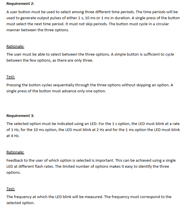 Solved Requirement 2: A user button must be used to select | Chegg.com
