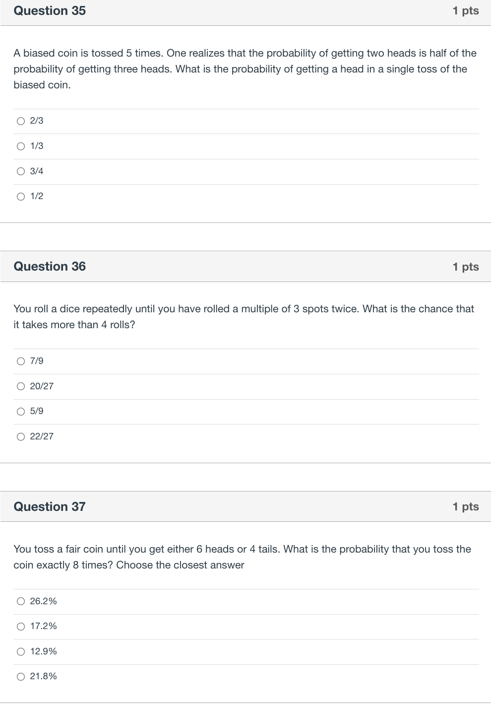 Solved A biased coin is tossed 5 times. One realizes that | Chegg.com