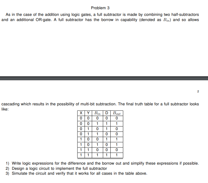 Solved Problem 3 As in the case of the addition using logic | Chegg.com