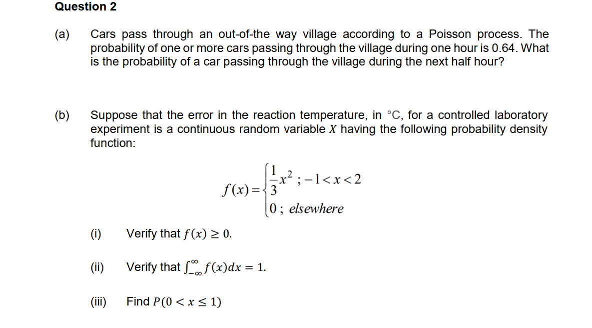 Solved Cars pass through an out-of-the way village according | Chegg.com