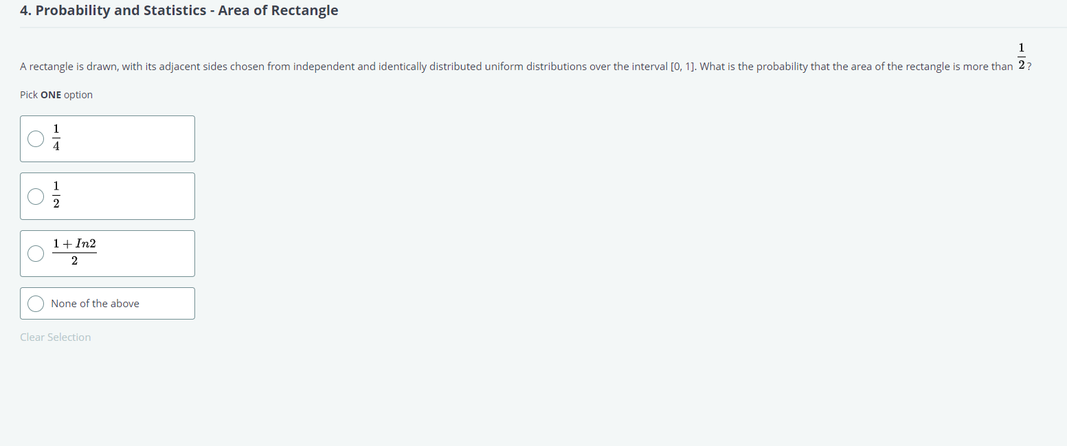 Solved 4. Probability and Statistics - Area of Rectangle 1 A | Chegg.com