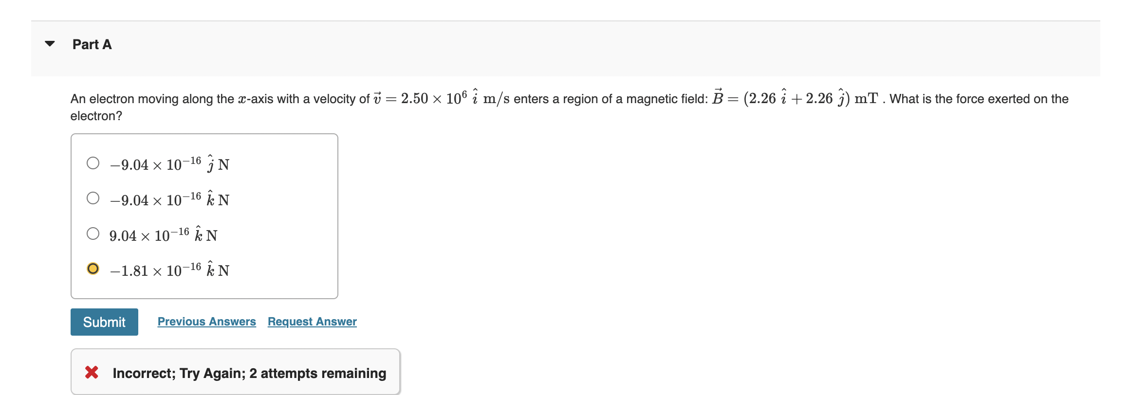 Solved An electron moving along the x-axis with a velocity | Chegg.com
