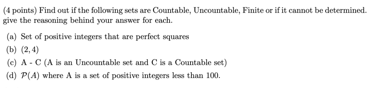 Solved (4 points) Find out if the following sets are | Chegg.com