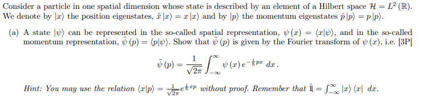 Solved Consider a particle in one spatial dimension whose | Chegg.com