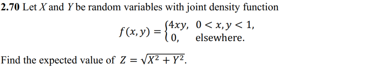 Solved 2.70 Let X and Y be random variables with joint | Chegg.com
