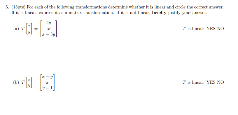 Solved 5. (15pts) For each of the following transformations | Chegg.com