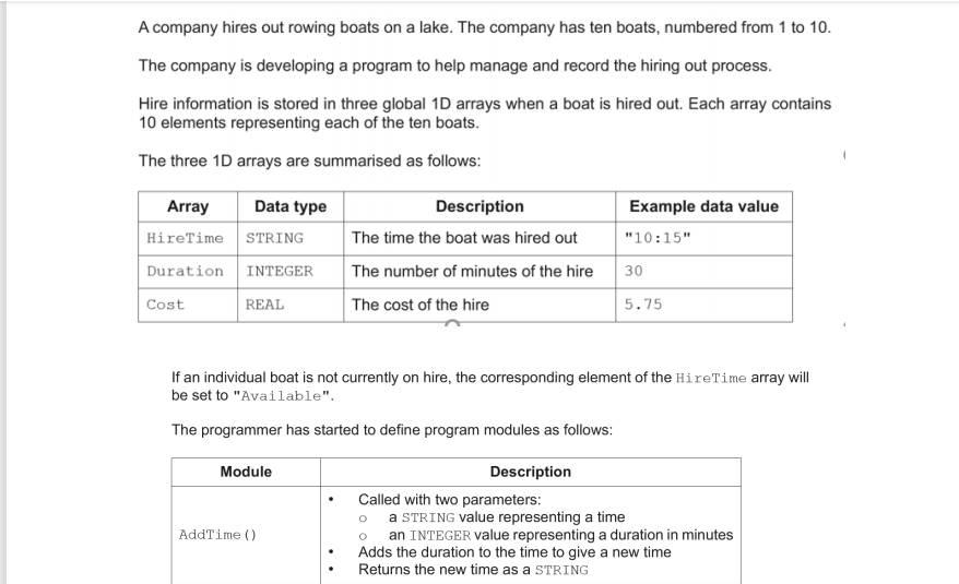 Solved A company hires out rowing boats on a lake. The | Chegg.com