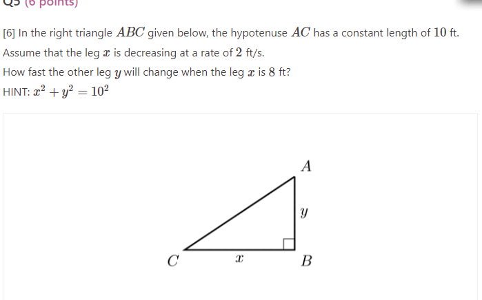 Solved [6] In the right triangle ABC given below, the | Chegg.com