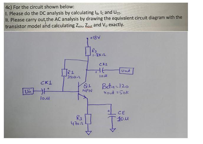 Solved 4c) For the circuit shown below: 1. Please do the DC | Chegg.com