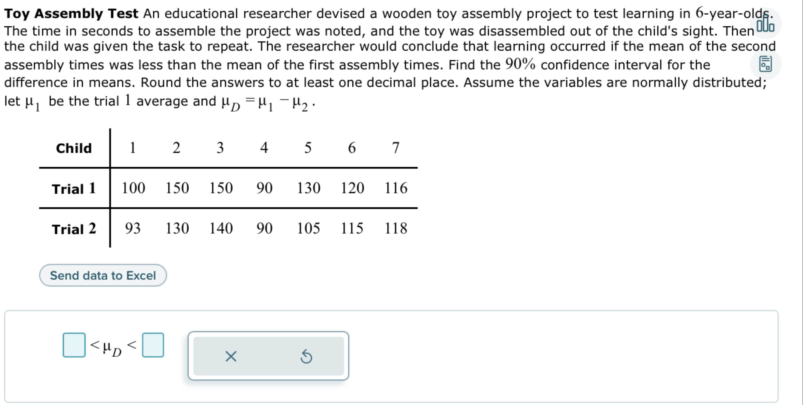 Solved Toy Assembly Test An educational researcher devised a | Chegg.com