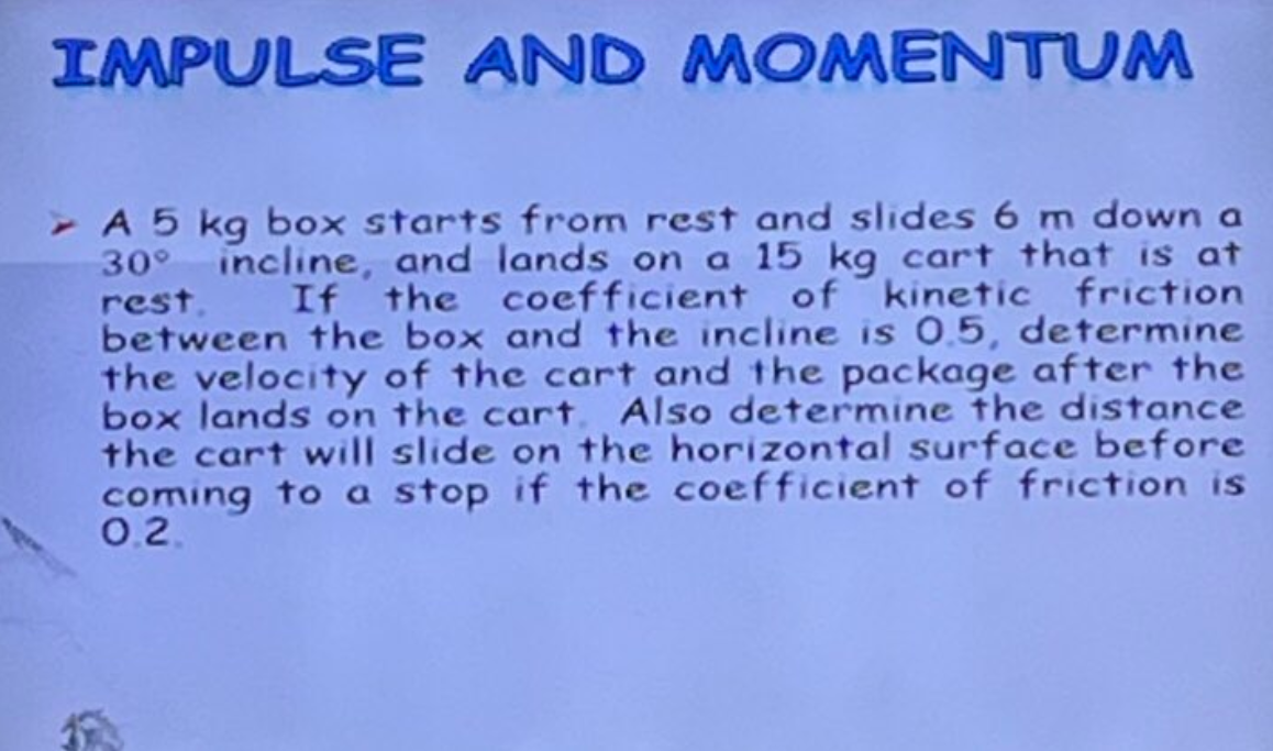 Solved A 5 kg box starts from rest and slides 6 m down a 30∘ | Chegg.com