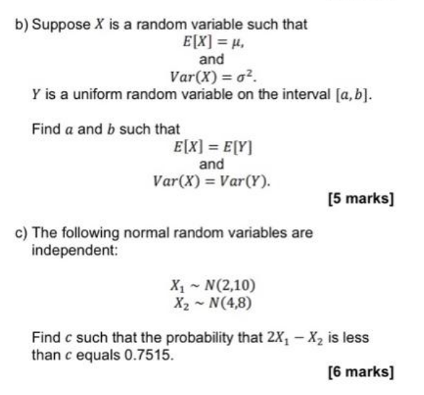 Solved B Suppose X Is A Random Variable Such That E[x]