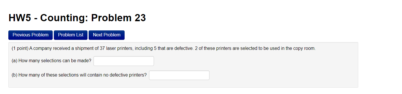 Solved HW5 - Counting: Problem 23 Previous Problem Problem | Chegg.com