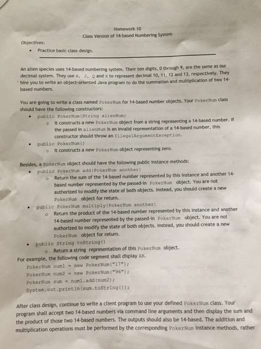 Solved Homework 10 Class Version of 14-based Numbering | Chegg.com