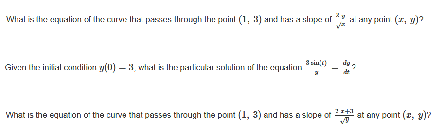 Solved What is the equation of the curve that passes through | Chegg.com