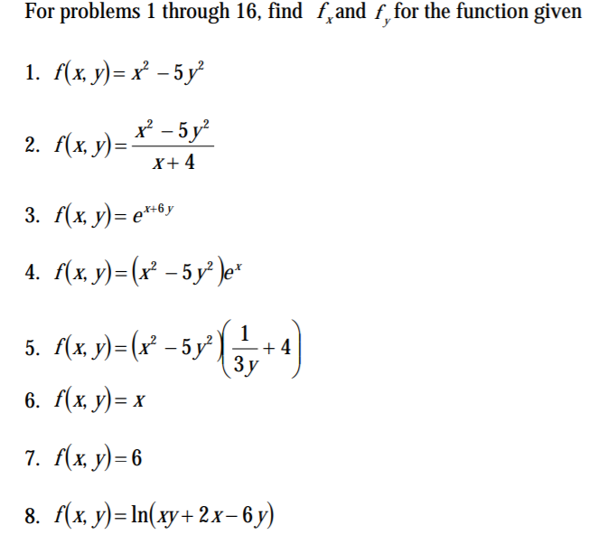 Solved For problems 1 through 16, find fand f, for the | Chegg.com