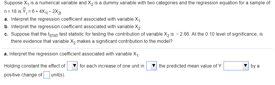 Solved Suppose X1 is a numerical variable and X2 is a dummy | Chegg.com