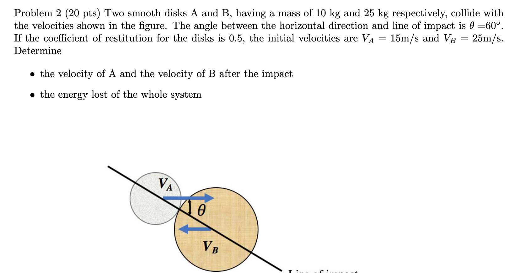 Solved Problem 2 (20 pts) Two smooth disks A and B, having a | Chegg.com