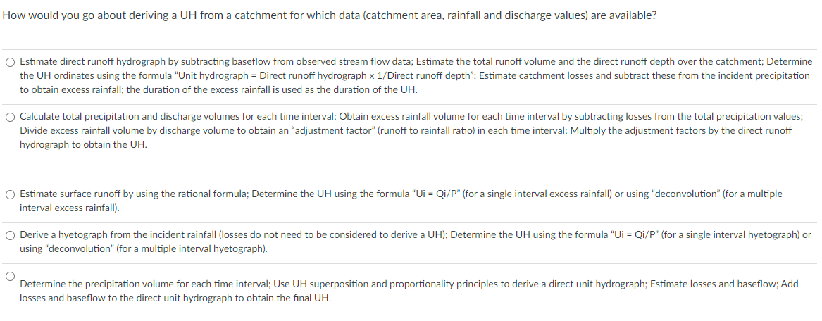 Solved Estimate direct runoff hydrograph by subtracting | Chegg.com