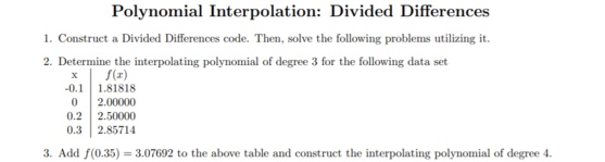 Solved Polynomial Interpolation: Divided Differences 1. | Chegg.com