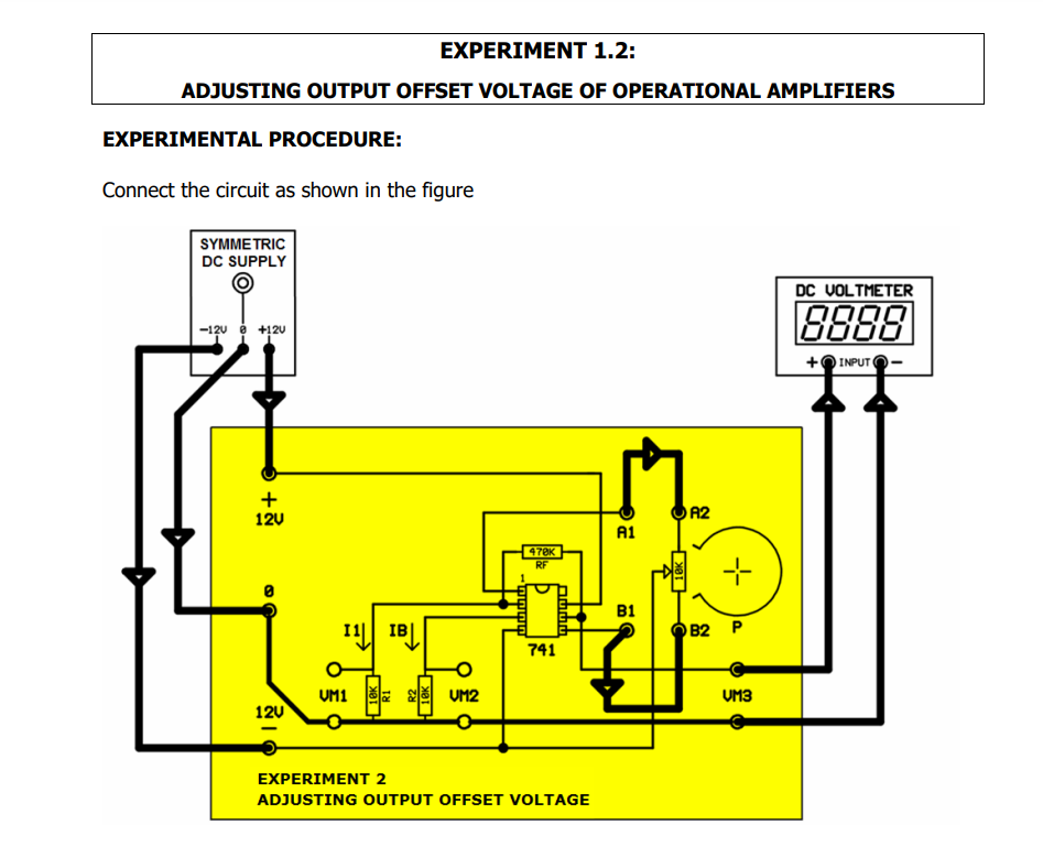 Solved EXPERIMENT 1.2: ADJUSTING OUTPUT OFFSET VOLTAGE OF | Chegg.com