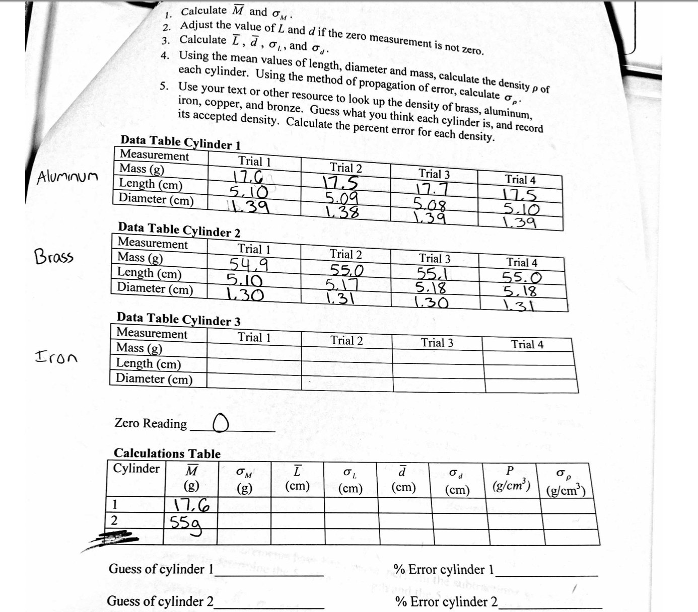 Please fill out everything in the last data table, | Chegg.com