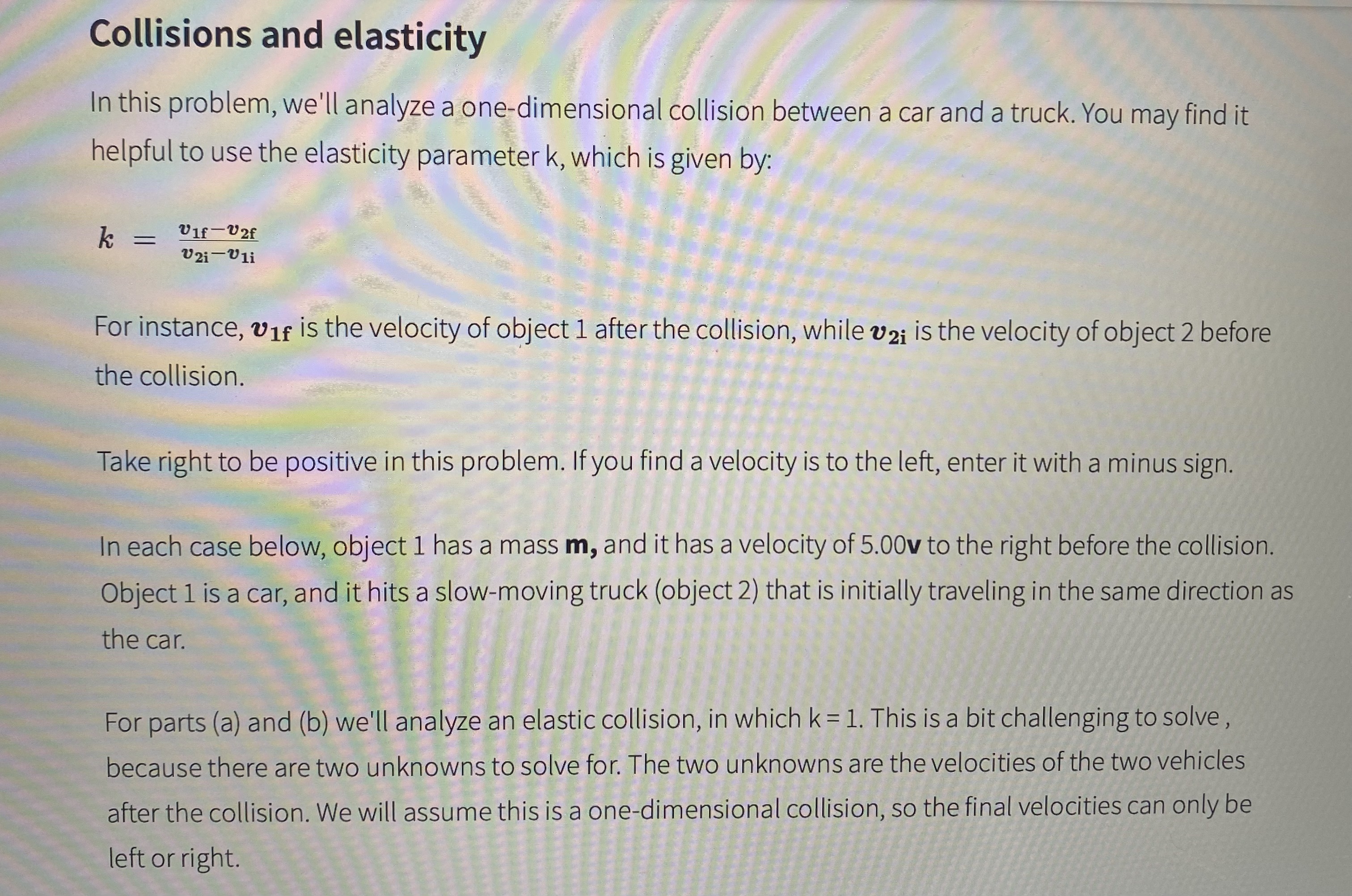 Solved Collisions and elasticity In this problem, we'll | Chegg.com