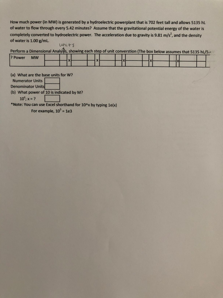 Solved How much power in MW) is generated by a hydroelectric | Chegg.com
