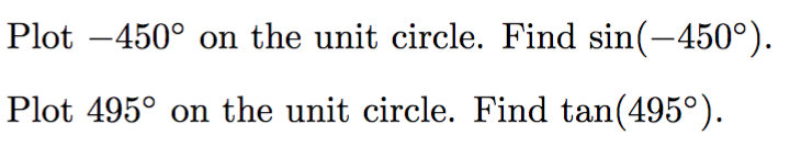 Solved Plot –450° on the unit circle. Find sin(–450°). Plot | Chegg.com
