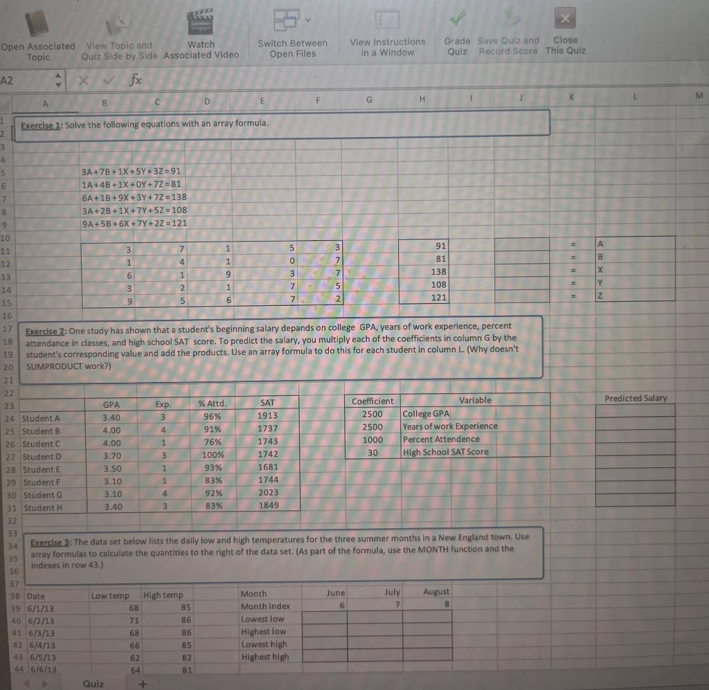 For Exercise 1 Can You Please Provide A Formula For 