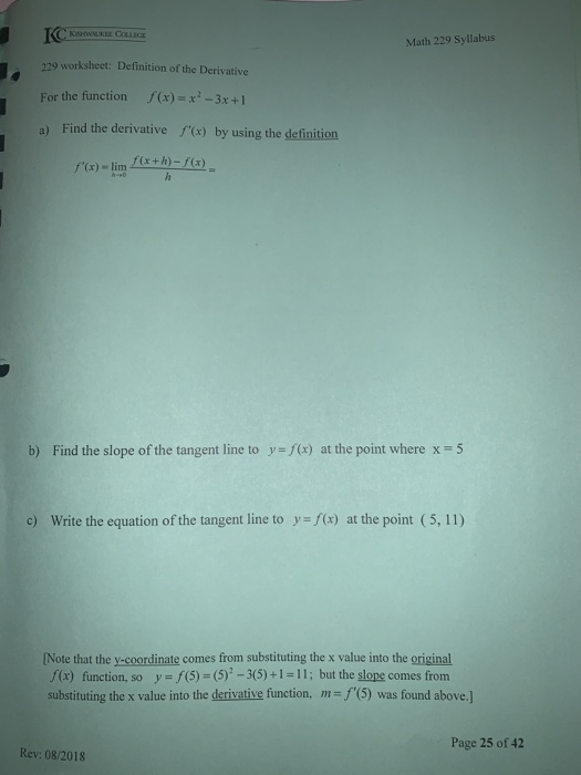 Solved KISHWNUKEE COLLEC Math 229 Syllabus 229 worksheet: | Chegg.com