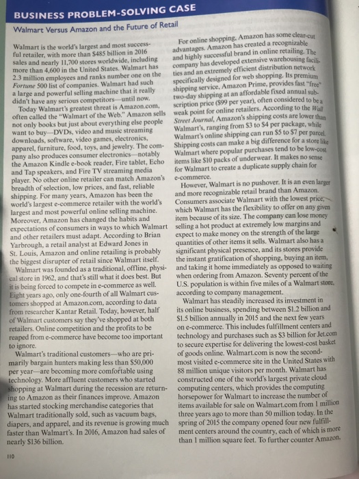 Solved BUSINESS PROBLEM-SOLVING CASE Walmart Versus Amazon | Chegg.com