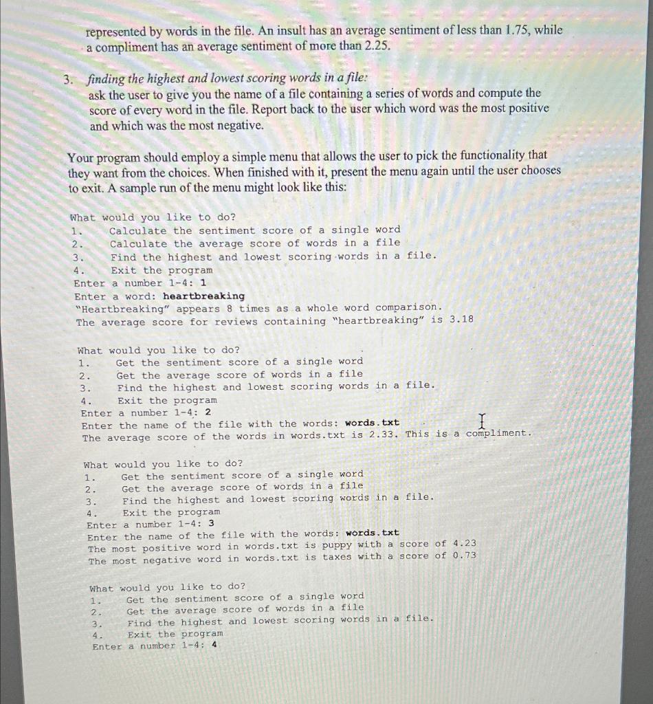 Solved Input data In order to judge the sentiment of words, | Chegg.com