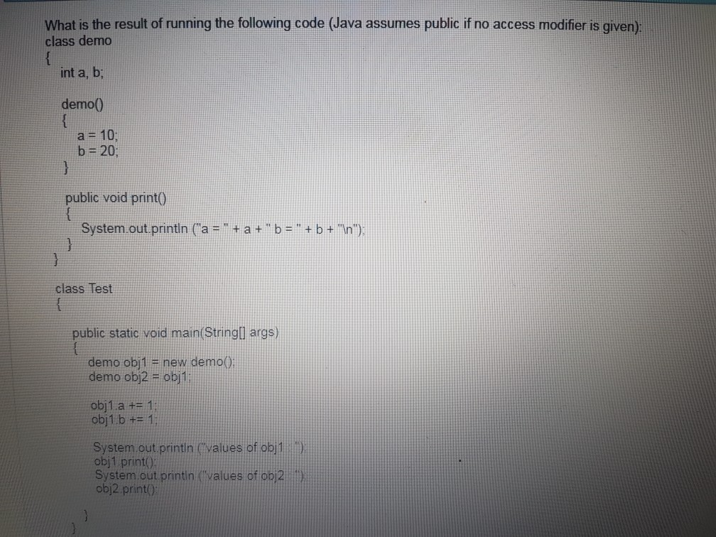 Solved What is the result of running the following code | Chegg.com